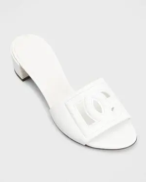 Dolce & Gabbana 40mm Dg Cutout Leather Slides - Black