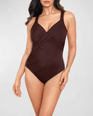Miraclesuit Revele Wrap-front One-piece Swimsuit Sumatra Brown