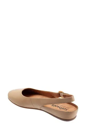 Softwalk Sandy Slingback Flat Sandals - Beige Nappa Leather