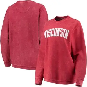 PRESSBOX Wisconsin Badgers Comfy Cord Basic Arch Pullover Sweatshirt