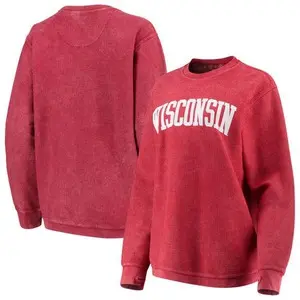 PRESSBOX Wisconsin Badgers Comfy Cord Basic Arch Pullover Sweatshirt