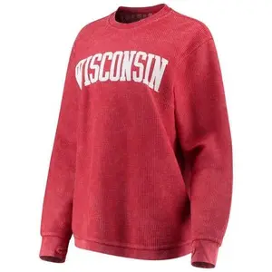 PRESSBOX Wisconsin Badgers Comfy Cord Basic Arch Pullover Sweatshirt