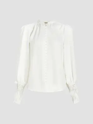 L'Agence Ava Lace Cuff Blouse - Ivory