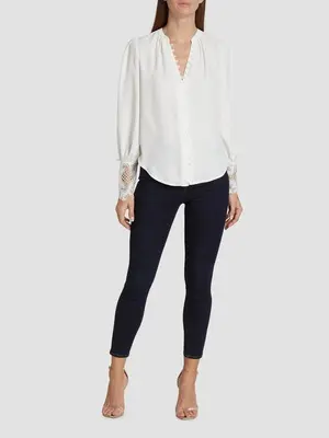 L'Agence Ava Lace Cuff Blouse - Ivory