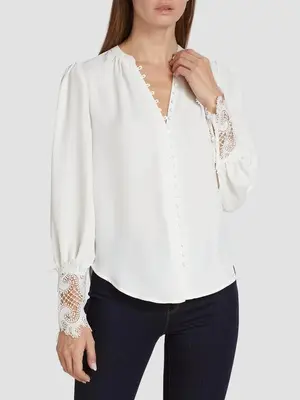 L'Agence Ava Lace Cuff Blouse - Ivory