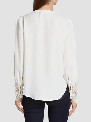 L'Agence Ava Lace Cuff Blouse - Ivory