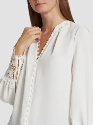 L'Agence Ava Lace Cuff Blouse - Ivory