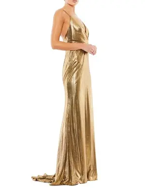Mac Duggal Metallic Mermaid Gown - Bronze