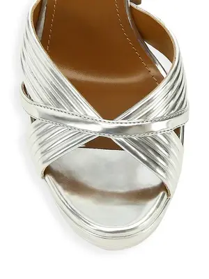 AQUAZZURA Sundance Metallic Platform Sandals - Silver