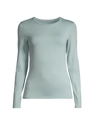 Majestic Filatures Soft Touch Crewneck Long-sleeve Top Aqua