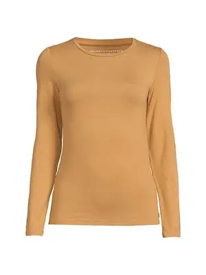 Majestic Filatures Soft Touch Crewneck Long-sleeve Top Chamois