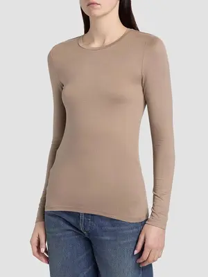 Majestic Filatures Soft Touch Crewneck Long-sleeve Top - Coffee Latte