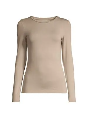 Majestic Filatures Soft Touch Crewneck Long-sleeve Top Desert