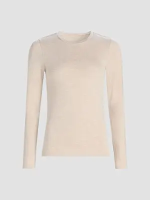 Majestic Filatures Soft Touch Crewneck Long-sleeve Top Ecru Chine