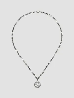 Gucci Textured Interlocking G Pendant Necklace - Silver