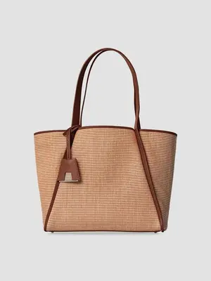 Akris Alex Leather-trimmed Raffia Tote