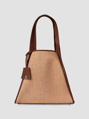 Akris Alex Leather-trimmed Raffia Tote