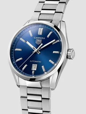 Tag Heuer Carrera Stainless Steel & Blue Dial Automatic 39mm Bracelet Watch - Silver