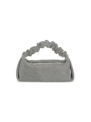 Alexander Wang Women's Mini Scrunchie Mesh Rhinestone Top Handle Bag - Crystal - Crystal