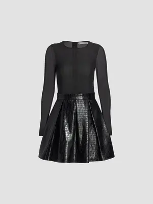 Alice + Olivia Chara Faux Leather Party Dress - Black