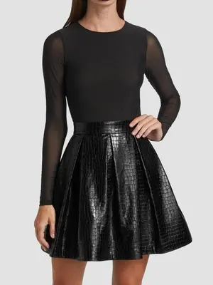 Alice + Olivia Chara Faux Leather Party Dress