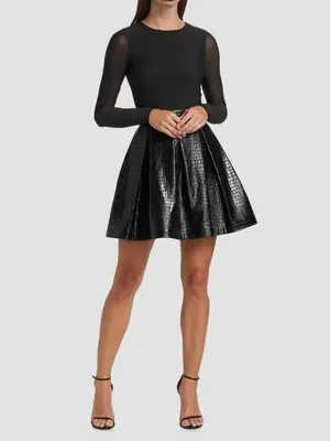 Alice + Olivia Chara Faux Leather Party Dress