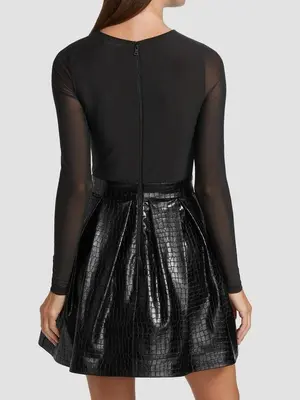 Alice + Olivia Chara Faux Leather Party Dress