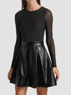Alice + Olivia Chara Faux Leather Party Dress