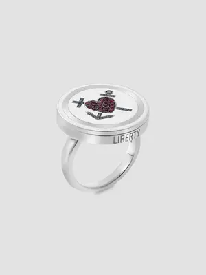 Ileana Makri Liberty 18k Blue Diamond & Ruby Kastellorizo Ring - White Gold