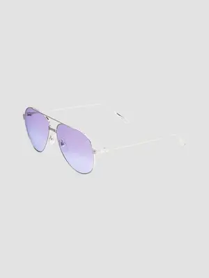 Cartier Santos De 59mm Pilot Sunglasses - Smooth Silver