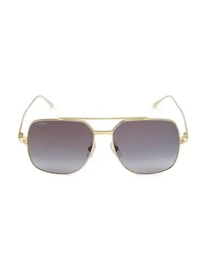 Cartier Santos De 57mm Square Sunglasses Gold