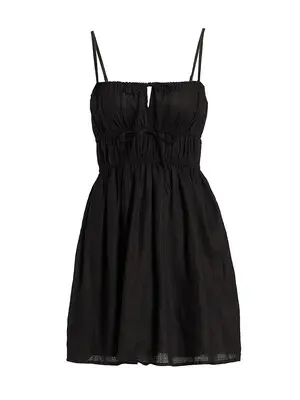 Faithfull The Brand Women's Shivka Linen Minidress - Plain Egg Shell - Size Large - Plain Egg Shell  - Black