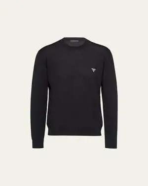Prada Superfine Wool Crewneck Sweater - Nero
