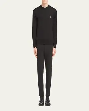 Prada Superfine Wool Crewneck Sweater - Nero