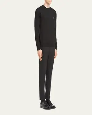 Prada Superfine Wool Crewneck Sweater - Nero