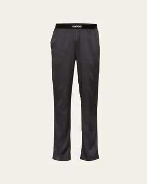 TOM FORD Logo-Banded Silk PJ Pants Black