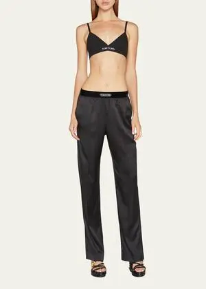 TOM FORD Logo-Banded Silk PJ Pants Bronze