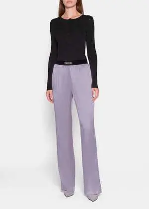 TOM FORD Logo-Banded Silk PJ Pants Raspberry