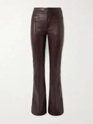 Women's Brown Leather Flare Pants