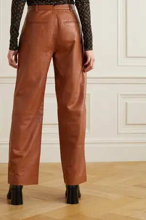 Rag & Bone Leslie Pleated Leather Wide-leg Pants