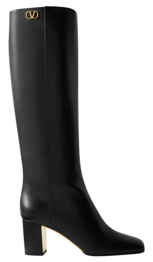 Valentino Garavani Vlogo Leather Knee Boots