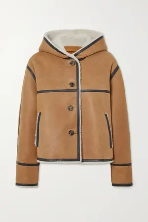 Loewe Hooded Leather-trimmed Shearling Jacket