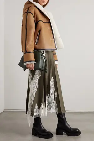 Loewe Hooded Leather-trimmed Shearling Jacket