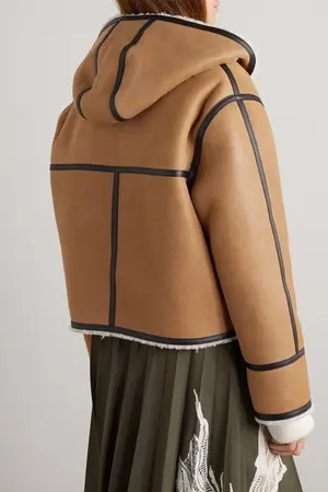 Loewe Hooded Leather-trimmed Shearling Jacket