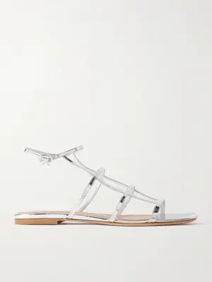 GIANVITO ROSSI Metallic Leather Sandals - Silver