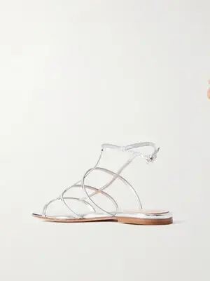 GIANVITO ROSSI Metallic Leather Sandals - Silver