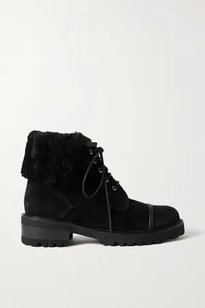 MALONE SOULIERS Bess 45 Shearling-trimmed Suede Ankle Boots