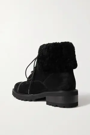 MALONE SOULIERS Bess 45 Shearling-trimmed Suede Ankle Boots