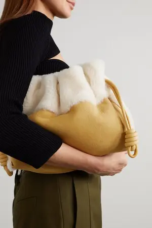 Loewe Flamenco Suede And Shearling Clutch - Brown