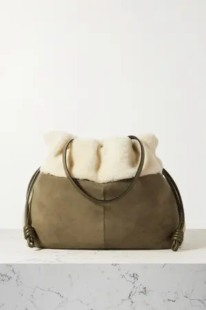 Loewe - Flamenco Suede And Shearling Clutch